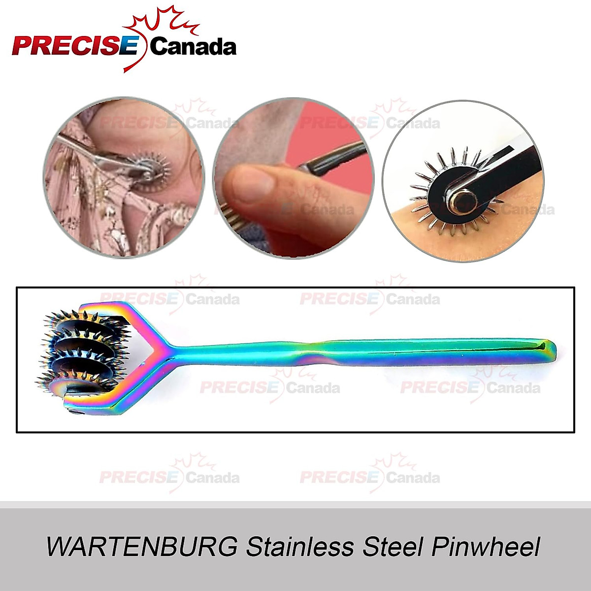 PRECISE CANADA Wartenberg Pinwheel, 4 Heads Pin Wheel Rainbow Color