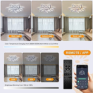 Ceiling Fan with Light,Modern Indoor Flush Mount Ceiling Fan with Dimmable LED Light and Remote Control 3 Color Temperatures 6 Gear Wind Speed for Kids Room Bedroom 100W 32in7in