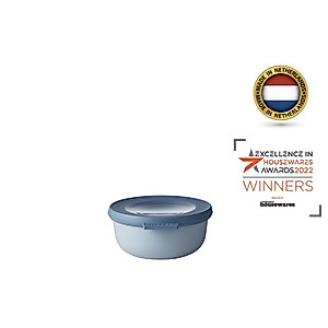 Mepal Rosti Cirqula Multi Food Storage and Serving Bowl with Lid, Low Bowl-11oz, Nordic Blue