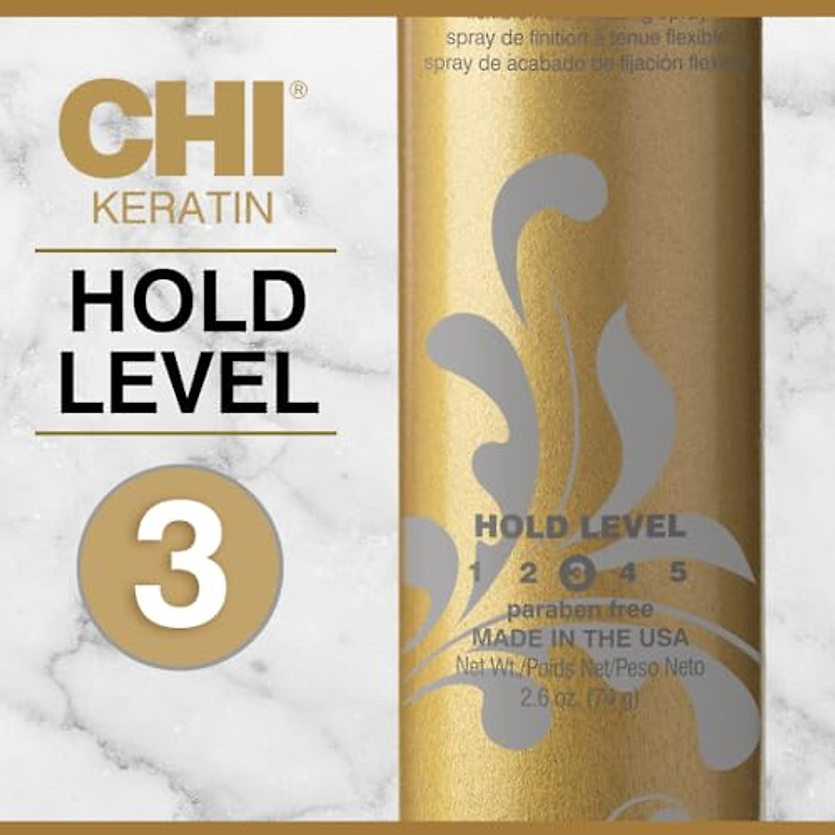 CHI Keratin Flex Finish Hair Spray, Lightweight Spray For Long-Lasting, Smooth Styling, Eliminates Frizz & Flyaways & Seals Out Humidity, 2.6 Oz