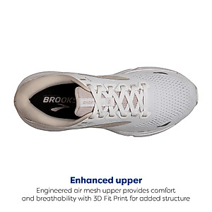 Brooks Women's Ghost 15 Neutral Running Shoe - White/Crystal Grey/Glass - 9 Medium