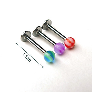 Groupcow 100pcs Stainless Steel Labret Lip Bar Ring Body Piercing Barbell Jewelry Ball