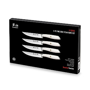 Cangshan L1 Series 1026948 German Steel Forged 4-Piece Fine-Edge Steak Knife Set, White