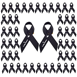 50 Pieces Funeral Ribbons Black Memorial Ribbons Pins Awareness Ribbons in Loving Memory Funeral Gift Respect Meditation Mourning Ribbons for Funeral Mourning Remembrance Day