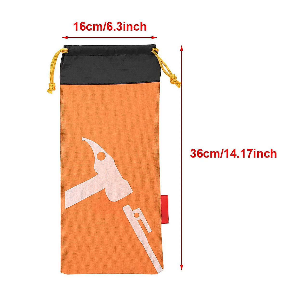 Alomejor Tent Peg Bag Camping Portable Tent Stakes Bag Hammer Nail Pouch for Hiking Camping Tent Hammers and Other Accessoris (Orange)