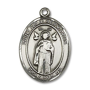 EXTEL Large Oval Sterling Silver St. Ivo Medal, Made in USA