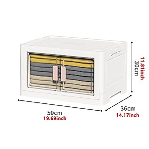 Radefasun Foldable Storage Bins with Lid and Clear Door and Weels Plastic Collapsible Storage Box Portable Stackable Grocery Toys Books Container Folding Storage Crate for Home or Car Trunk