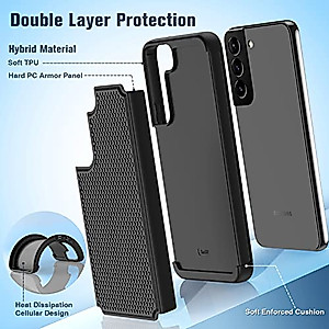 BNIUT for Samsung Galaxy S22 5G Case: Dual Layer Protective Heavy Duty Cell Phone Cover Shockproof Rugged with Non Slip Textured Back - Military Protection Bumper Tough - 6.1inch (Black Matte)