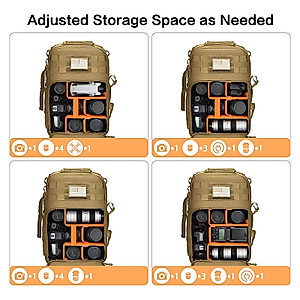 MOSISO Camera Backpack, DSLR/SLR/Mirrorless Tactical Camera Bag Case with Laptop Compartment Compatible with Canon/Nikon/Sony, Khaki