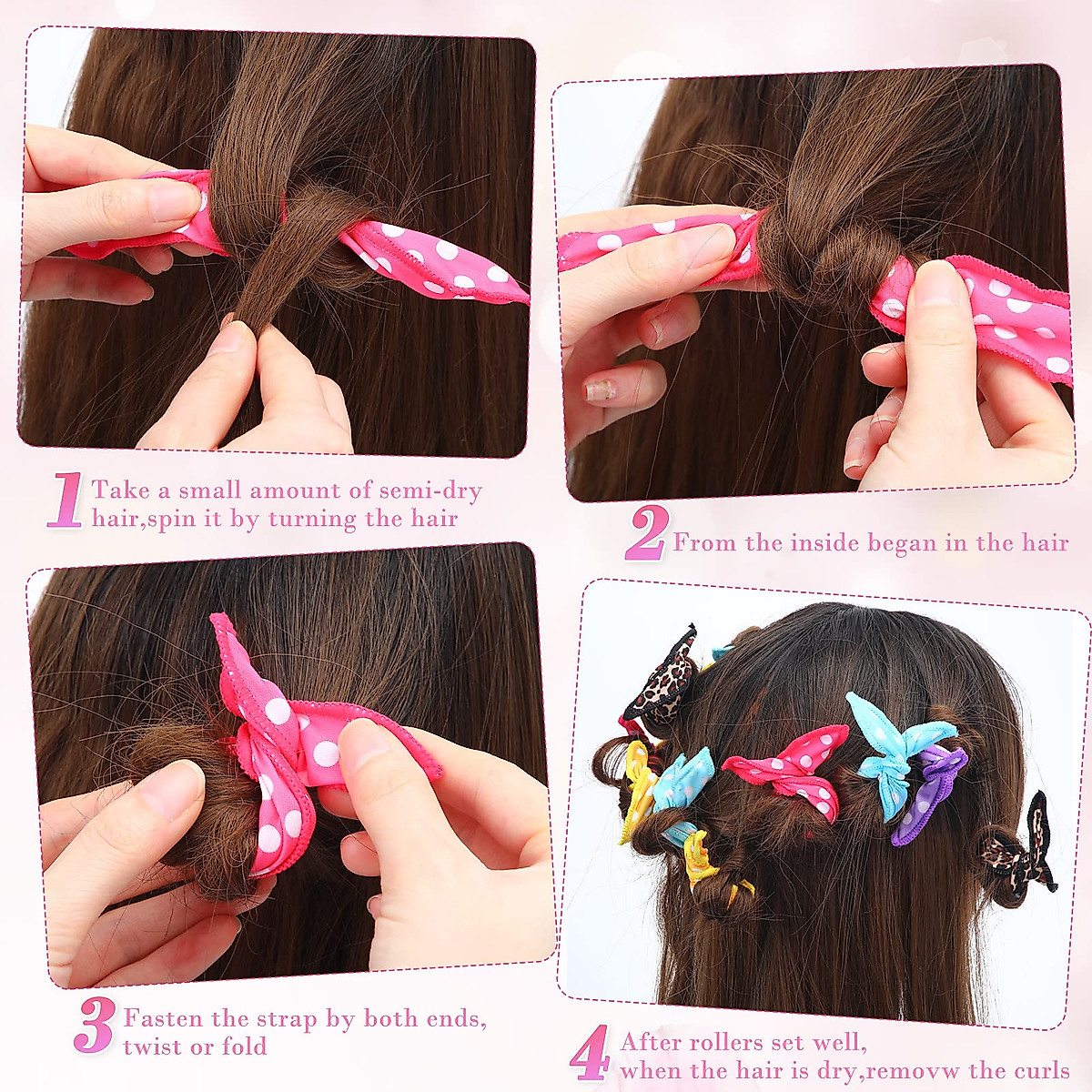 Giegxin 64 Pcs Heatless Soft Hair Rollers Sponge Sleep Hair Rollers Soft Overnight Hair Curlers Foam Pillow Curlers DIY Night Hair Rollers for Flexible Hair Curling Supplies, Polka Dot, Leopard