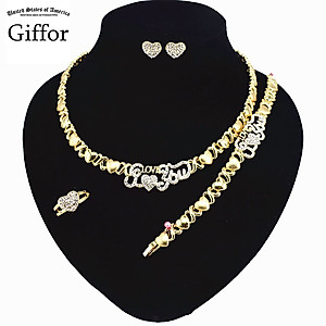 Giffor Jewelry Sets for Women 14K Gold Filled Necklace and Earrings Gifts Bracelets Wedding Jewelry