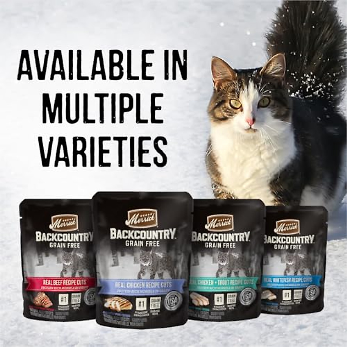 Merrick Backcountry Grain Free Gluten Free Premium Wet Cat Food, Chicken and Trout Recipe Cuts With Gravy - (Pack of 24) 3 oz. Pouches