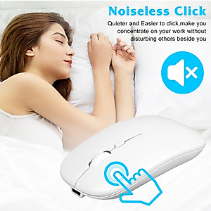 UrbanX Bluetooth Rechargeable Mouse for Dell Latitude 5420 Laptop Bluetooth Wireless Mouse Designed for Laptop/PC/Mac/iPad pro/Computer/Tablet/Android Pure White