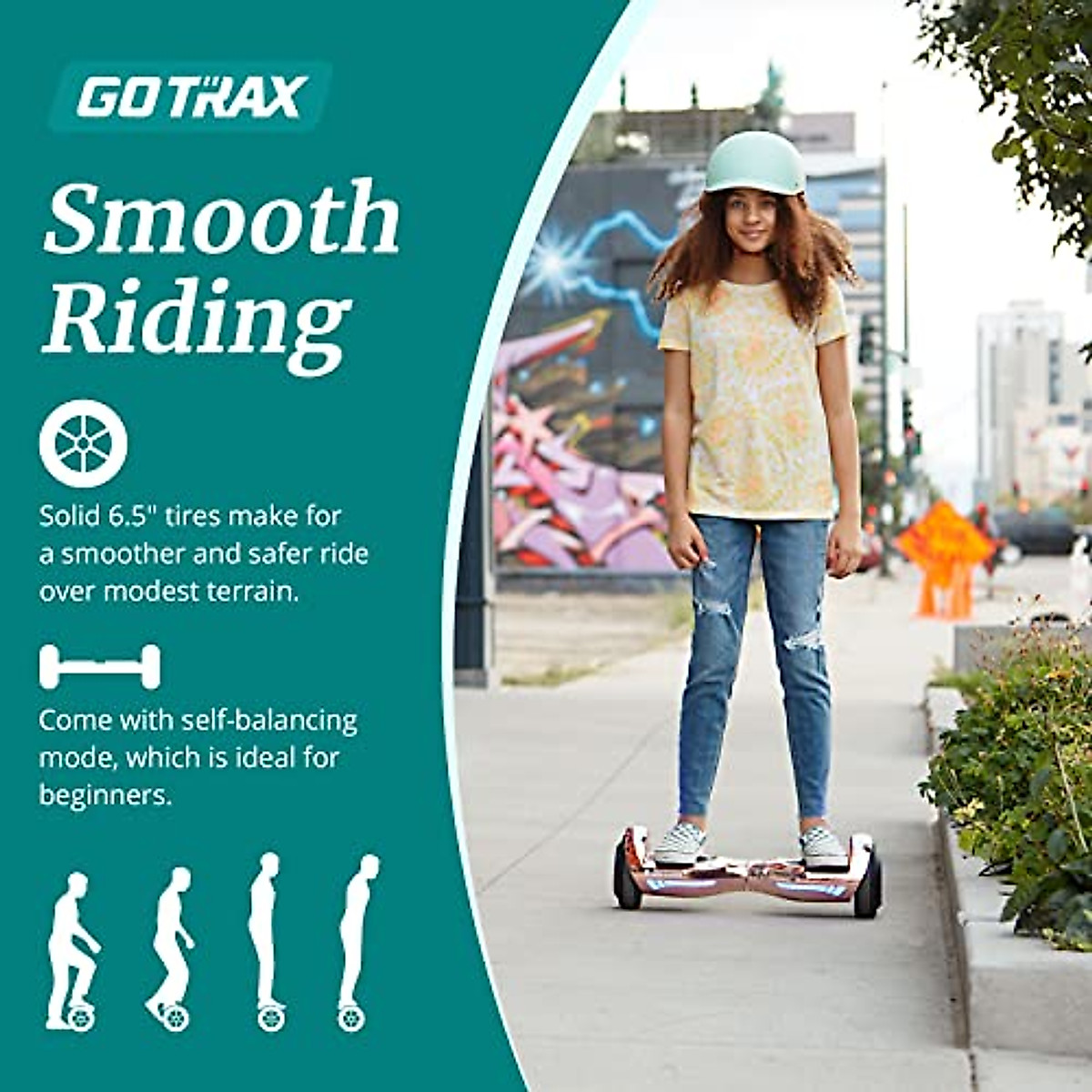 Gotrax Glide Hoverboard for Kids Ages 6-12, Hover Board with Music Speaker & LED Lights, Smart Self Balancing Scooters Hover Board for Kids Adults Gifts, UL2272 Certified(Purple)
