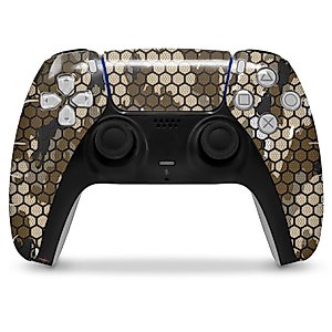 WraptorSkinz Skin Wrap compatible with Sony PS5 DualSense Controller HEX Mesh Camo 01 Brown (CONTROLLER NOT INCLUDED)
