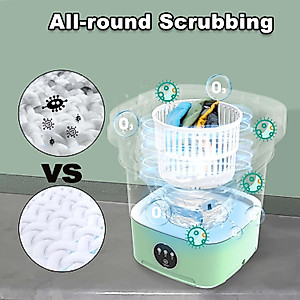 Portable Washing Machine, 11L Large Capacity Collapsible Mini Washing Machine, Foldable Washer and Dryer with Spin for Travel, Socks, Baby Clothes