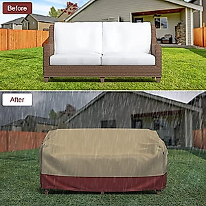 【Upgraded】 Heavy Duty 600D Patio Furniture Sofa Covers, U-COMSO 2-Seater Outdoor Furniture Cover Waterproof for Sofa Loveseat Couch (60" W×34" D×30" H)