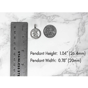 CaliRoseJewelry Sterling Silver Saint George Pray for Us Round Charm Pendant Necklace, 22"