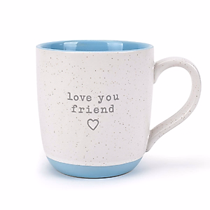 Elanze Designs Love You Friend Speckled Blue 13 ounce Ceramic Coffee Mug