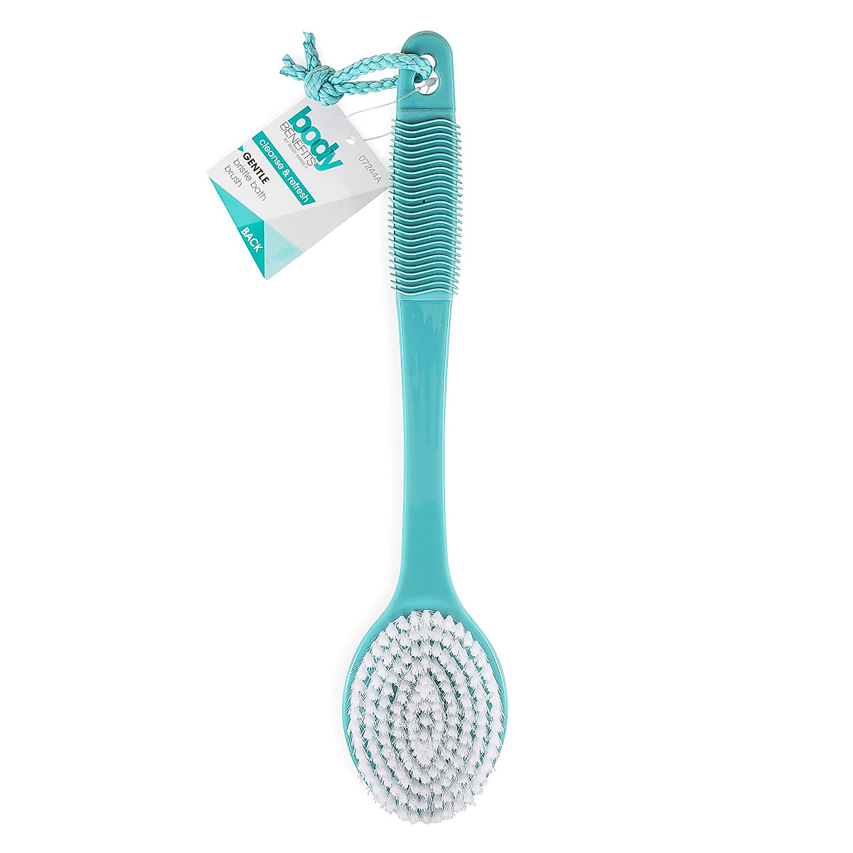 Freeman Gentle Bristle Bath Brush, Soft & Stiff Shower Bristles, Remove Dead Skin, Long Rubber Handle for Gripping, Gently Exfoliating for Back & Body, Stimulates Blood Circulation, 4 Count