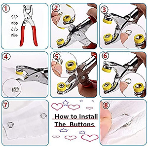 150 Sets Snap Button Snap Fastener kit Snaps 9.5mm Metal Snaps Buttons with Fastener Pliers Press Tool Kit Perfect for DIY Crafts Clothes Hats and Sewing(10 Colors)