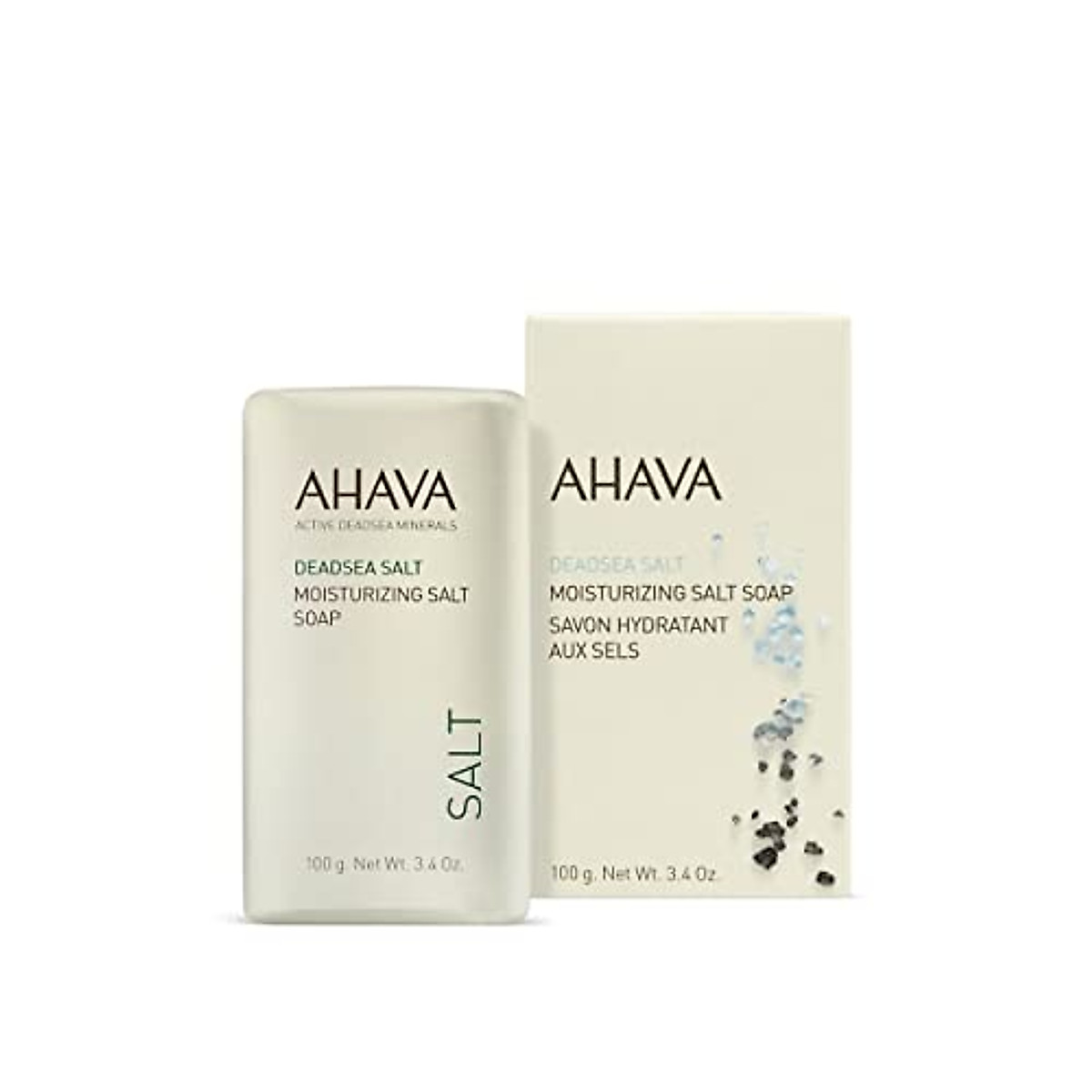 AHAVA Moisturizing Dead Sea Salt Soap - Face & Body Cleansing Bar to Moisture the Skin, Enriched with Exclusive Mineral Blend of Dead Sea Osmoter & Dead Sea Salt, 3.4 Oz, (Packaging May Vary)