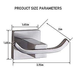 AOZITA Double Towel Hook Matte, Stainless Steel Hand Towel Holder Wall Mount for Bathroom, Bedroom, Kitchen