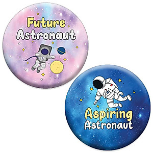 Creanoso Future Astronaut Buttons (1-Set X 10 Buttons) - Stocking Stuffers Premium Quality Gift Ideas for Children, Teens, & Adults - Corporate Giveaways & Party Favors