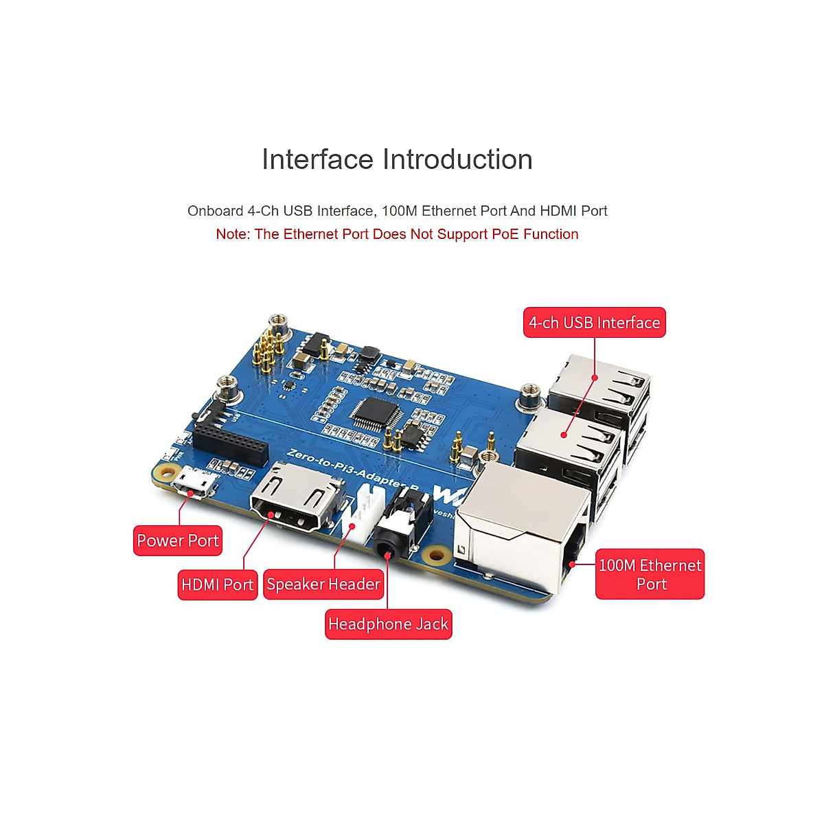 waveshare Pi Zero 2W to Raspberry Pi 3B/B+ Adapter,Based on Raspberry Pi Zero 2W to Reproduce The Original Appearance of The 3B Series,Alternative Solution for Raspberry Pi 3 Model B/B+