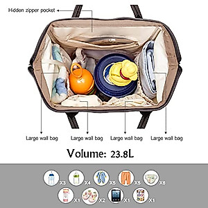 pipi bear Diaper Bag Backpack, Stylish Cute Travel Baby Diaper Bag, Jacquard Maternity Nappy Bag for Mom and Dad with Changing Pad, Cream