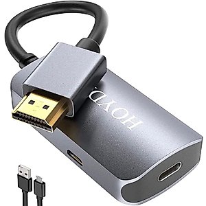 Hoydaa HDMI Male to USB C Female Adapter Cable with Micro USB Power Cable, Uni-Directional HDMI Input to Type C 3.1 Output Support HDR 4K/1080P for Audio Video Transfer (Not for Portable Monitor)