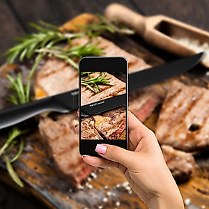 McCook MC59B Steak Knives Set of 6 + McCook Knife MC21Block