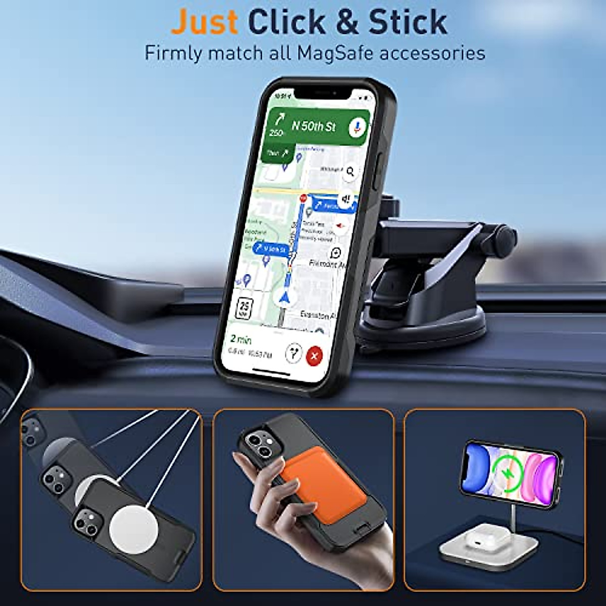 Xmon Magnetic Case for iPhone 11 Case [MIL-Grade Drop Tested & Compatible with MagSafe] Tempered Glass Screen Protector with Camera Lens Protector Phone Case Cover for Apple iPhone 11 (Black)