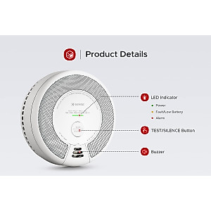 X-Sense Wireless Interconnected Combination Smoke and Carbon Monoxide Detector, 10-Year Battery Powered Fire and CO Alarm, SC06-W, Pack of 1