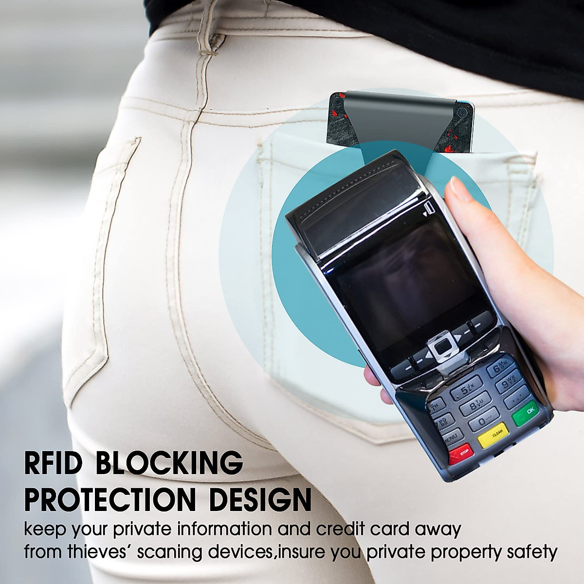 OTO Money Clip for Men-RFID Blocking Carbon Fiber Wallet,Minimalist Slim Wallet with Gift Box,Aluminum Metal Credit Card Holder（Forged Red）