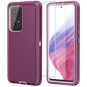 ONOLA Galaxy A53 5G Case: WineRed Pink, Tempered Glass + HD Screen Protector (2 Pack)
