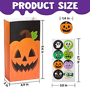 JOYIN 72PCS Halloween Treat Bags, 6 Styles Trick or Treat Paper Bags with Stickers, Halloween Goodie Bags for Kids, Halloween Candy Bags, Halloween Party Favors Decorations