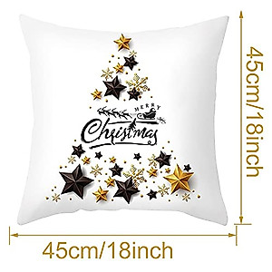 Scceatti Christmas Throw Pillow Covers 18x18 in Short Plush Fluffy Square Farmhouse Pillow Cover with Zipper Print Trendy Theme Pillow Case Protector for Couch Sofa Bed Living Room Decorations Gifts