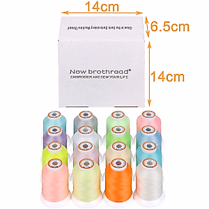 New brothread 16 Colors Luminary Glow in The Dark Embroidery Machine Thread Kit 30WT 500M(550Y) Each Spool for Embroidery, Quilting, Sewing