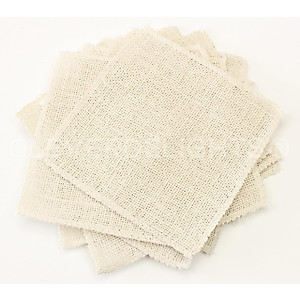 CleverDelights 6 Inch Ivory Burlap Squares - 12 Pack - Jute Burlap Fabric - Finished Edges - 6" x 6"