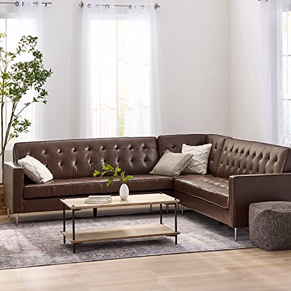 Christopher Knight Home Gebo Sofas, Dark Brown + Chrome