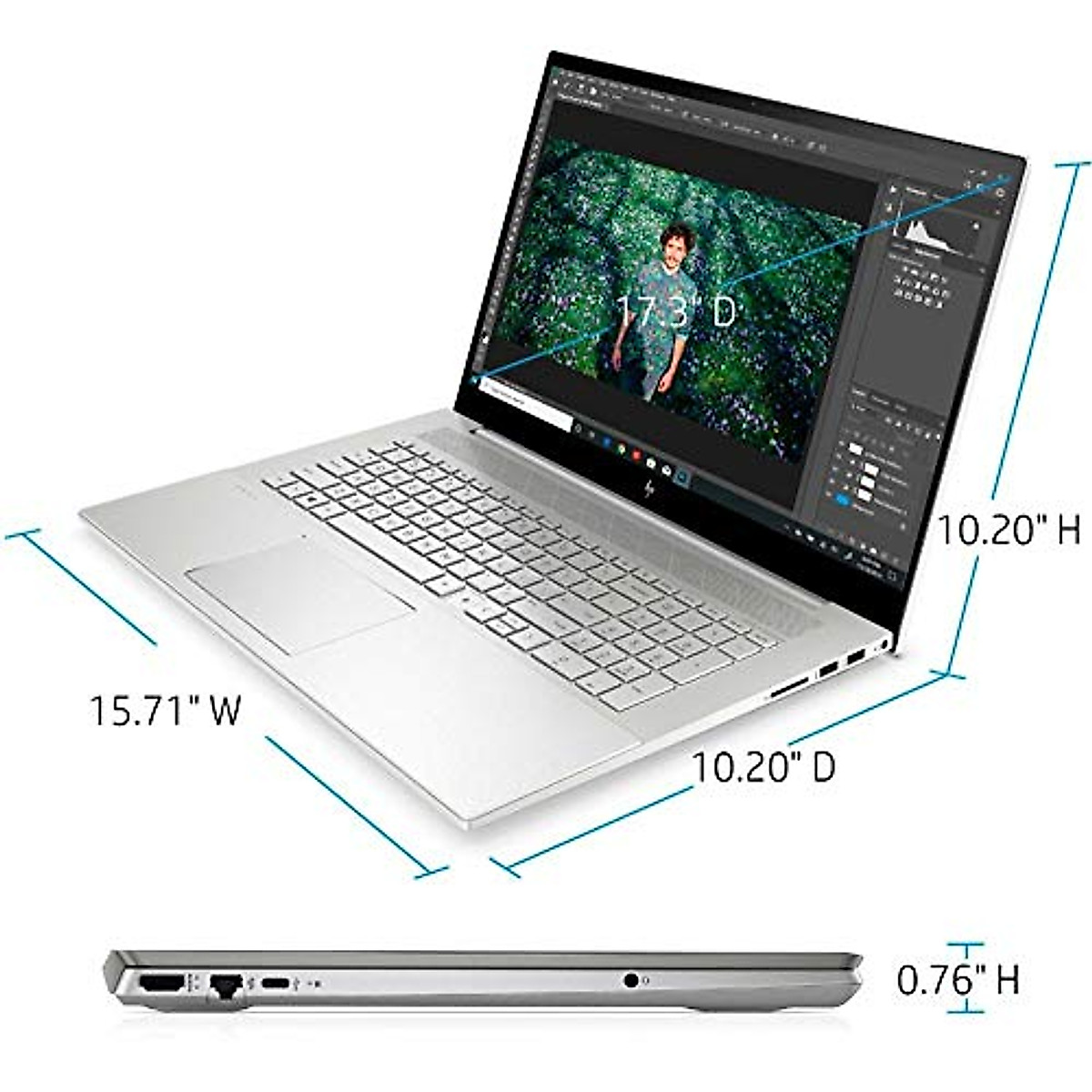 Newest HP Envy 17t Touch(10th Gen Intel i7-1065G7, 32GB DDR4 RAM, 1TB PCI NVMe SSD, NVIDIA GeForce 4GB GDDR5, Windows 10 Professional, 3 Years McAfee Security Key) Bang & Olufsen 17.3" Laptop PC