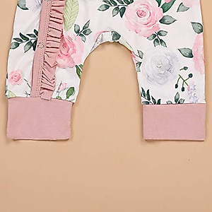 GRNSHTS Newborn Girl Floral Jumpsuit Baby Girl Long Sleeve Ruffle Romper Overall Coming Home Outfits (Pink2, Newborn)