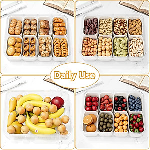 Snackle Box Container Divided Serving Tray with Lid and Handle, Portable Travel Snack Platters for Party, Candy Nuts Fruit Veggie Storage Containers for Fridge, Perfect for Party, Travel, Picnic
