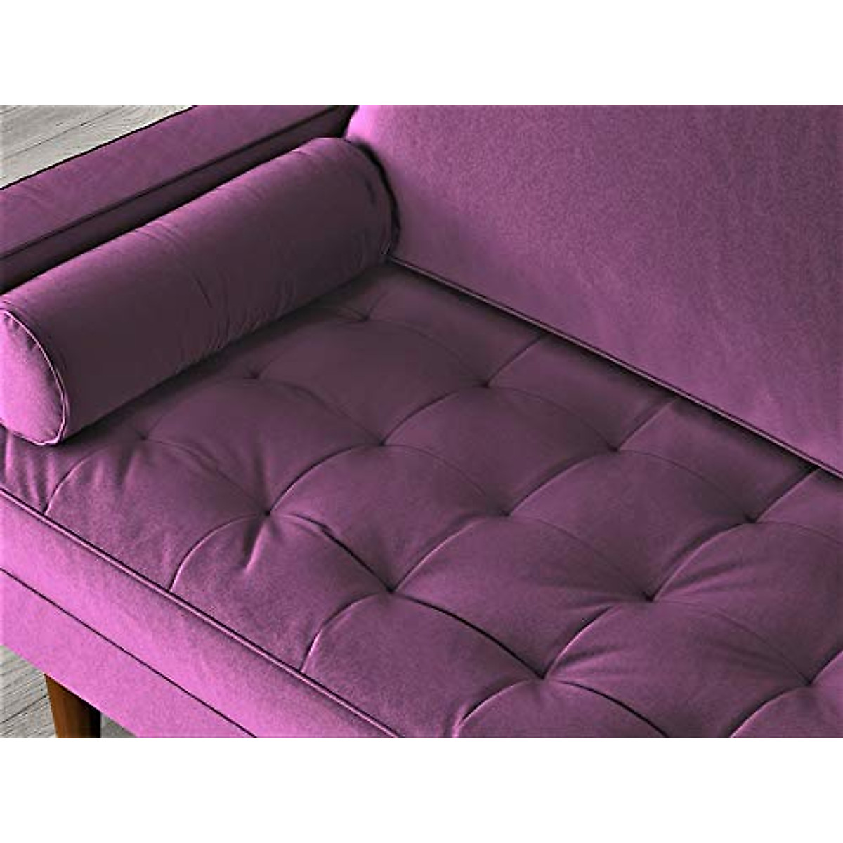 Container Furniture Direct Womble Modern Velvet Upholstered Living Room Diamond Tufted Chesterfield Loveseat with Gleaming Nailheads, Purple