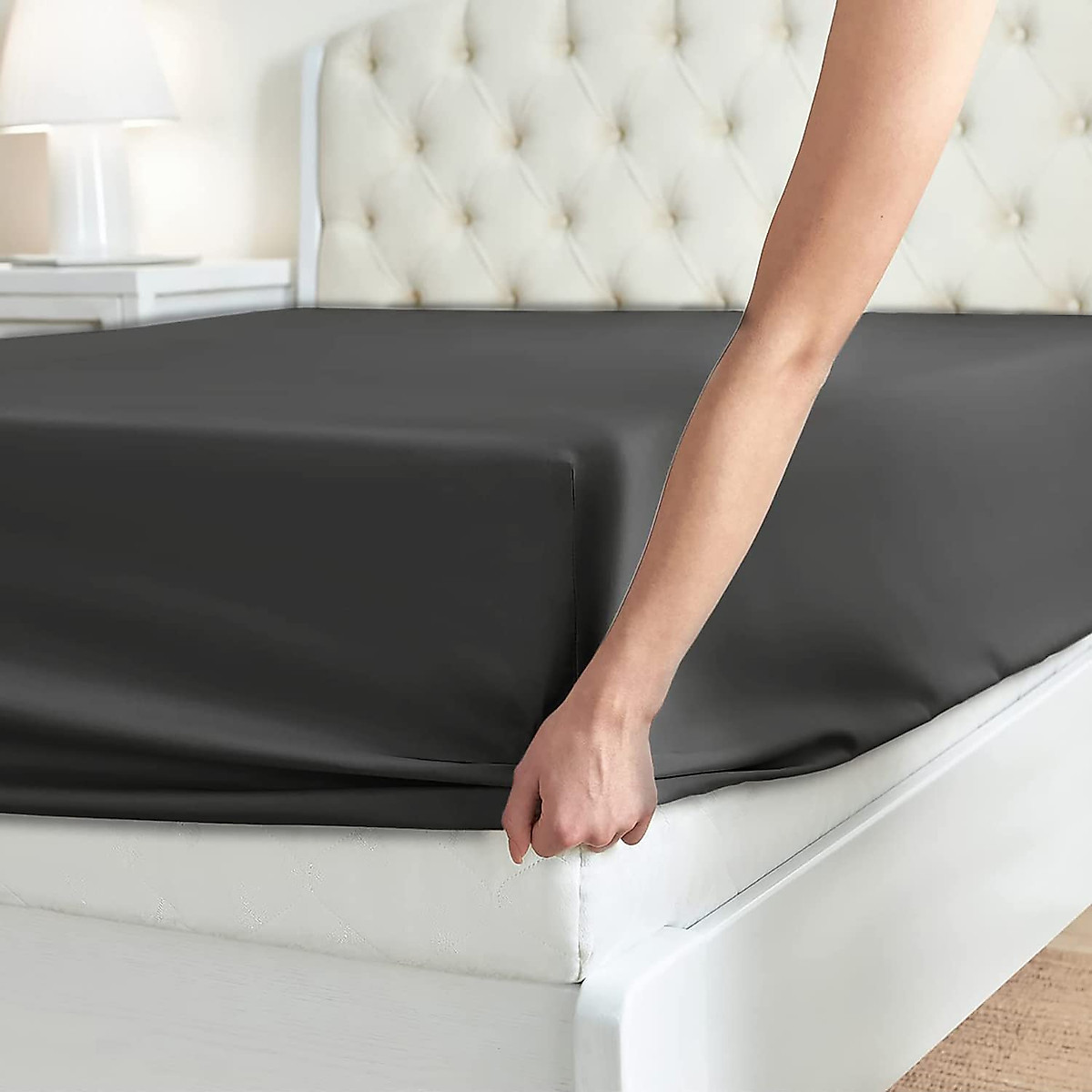 BLC Microfiber Twin Size Fitted Sheet, Pack of 1, 1800 TC Double Brushed Breathable & Cooling Sheet with 15" Deep Pocket, Wrinkle Free - Comfy – Dark Grey Bed Sheet