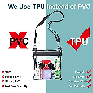 Bitjoy Clear Bag Stadium Approved Purse Transparent Bags for Women & Men - See Through TPU Messenger Handbag for Concert Sports Events & Amusement Park