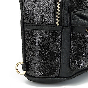 Girls Bling Mini Travel Backpack Kids Children School Bag Satchel Purses Daypack (black rainbow)