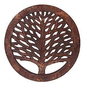 Set of 2 Wooden Trivets for Hot Dishes Pots and Pans Tea Pot Holders Nonslip Heat Resistant Kitchen Counter Accessories for Table Countertops (TRWAL) 8" Diameter Tree of Life Design