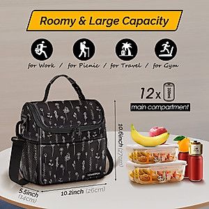 HOMESPON Lunch Bag for Women Large Insulated Lunch Box Reusable Cooler Tote with Front Pocket and Adjustable Shoulder Strap for Work Picnic or Travel